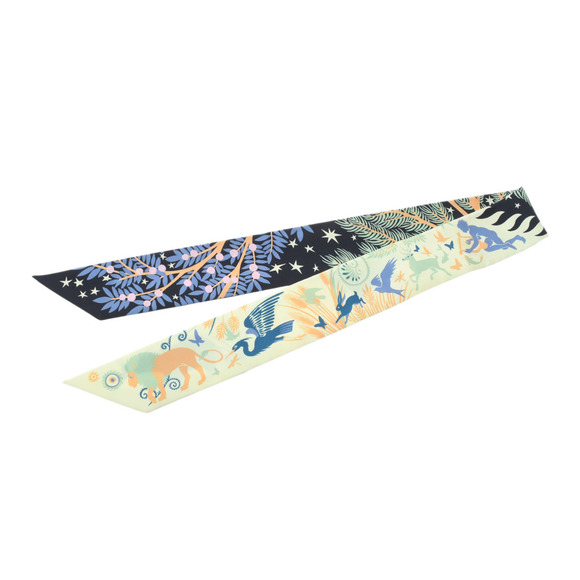 Hermes | Accessories | Hermes Twilly Sous Le Charme Dorphee Blue ...